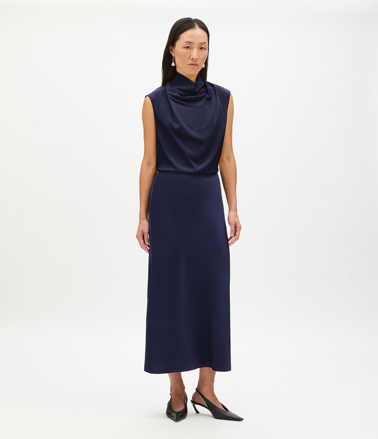 Silk Draped Top | Indigo – Another Tomorrow